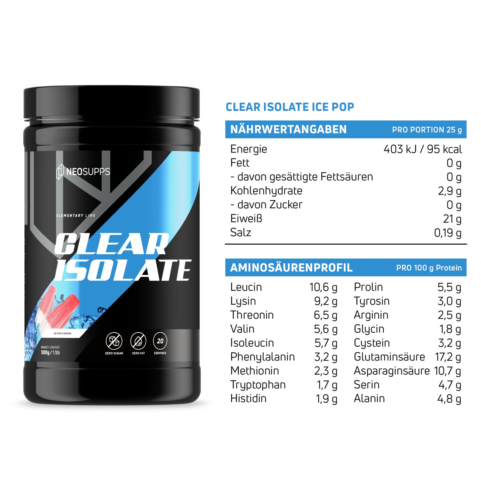 Clear Isolate - Ice Pop 500g – Neosupps: Premium-Supplemente für Top ...